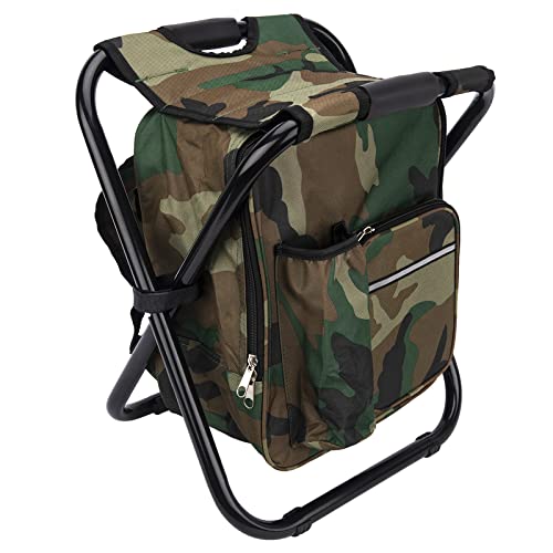 IVONNEY Backpack Stool Cooler Chair, Folding Stool Backpack Insulated Cooler Bag, Camping Chair Stool Backpack, Cooler Chair Backpack Combo for Outdoor Hunting Hiking - Fishing Backpack with Seat