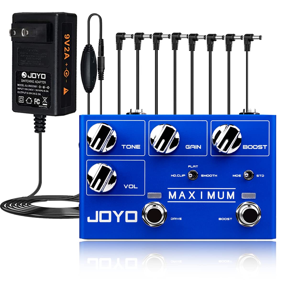 JOYO R-05 Maximum Overdrive Dual Channel Pedal Bundle with JP-03 9V 2A Pedal Power Supply