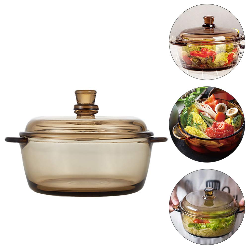 Hemoton 1pc Amphora Large Pho Bowls Ramen Noodle Pot Clear Cookware Stew Pots with Lids Restaurant Serving Bowl Fruit Bowl Baking Dish with Lid - Bowl Glass Salad Salt Toddler