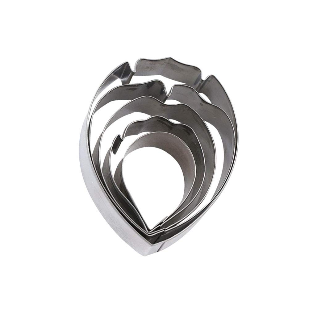 KALAIEN 5pcs Stainless Steel Peony Cutter 2pcs Fondant Silicone Mold Gumpaste Peony Sugarcraft Flower Veining Mold Veiner Petal Making Tool