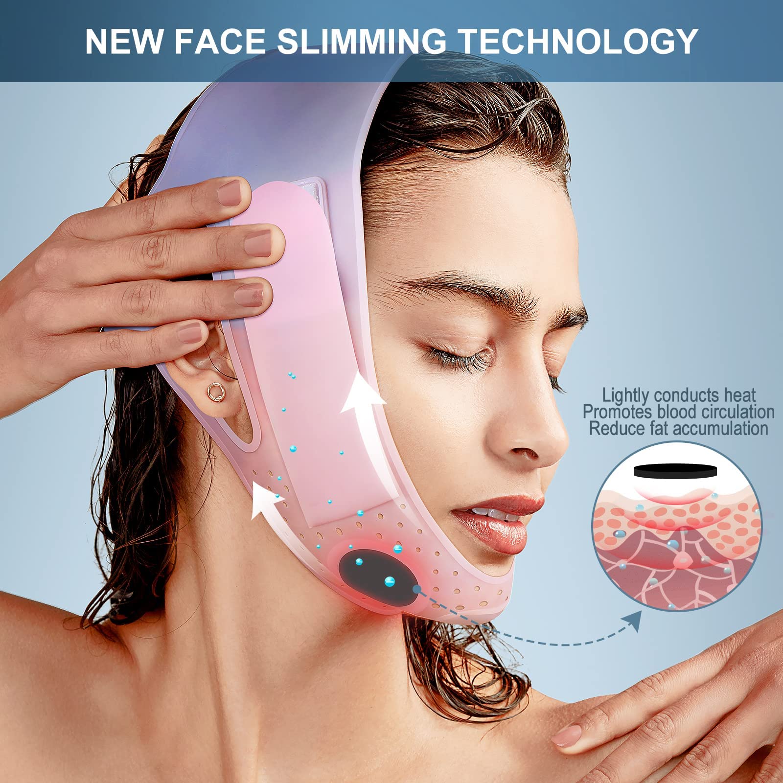 JUSRON Double Chin Reducer V Line Face Lifting Tape Face Strap, Soft Silicone Chin Strap Face Shaper to Removing Double Chin for Women and Men