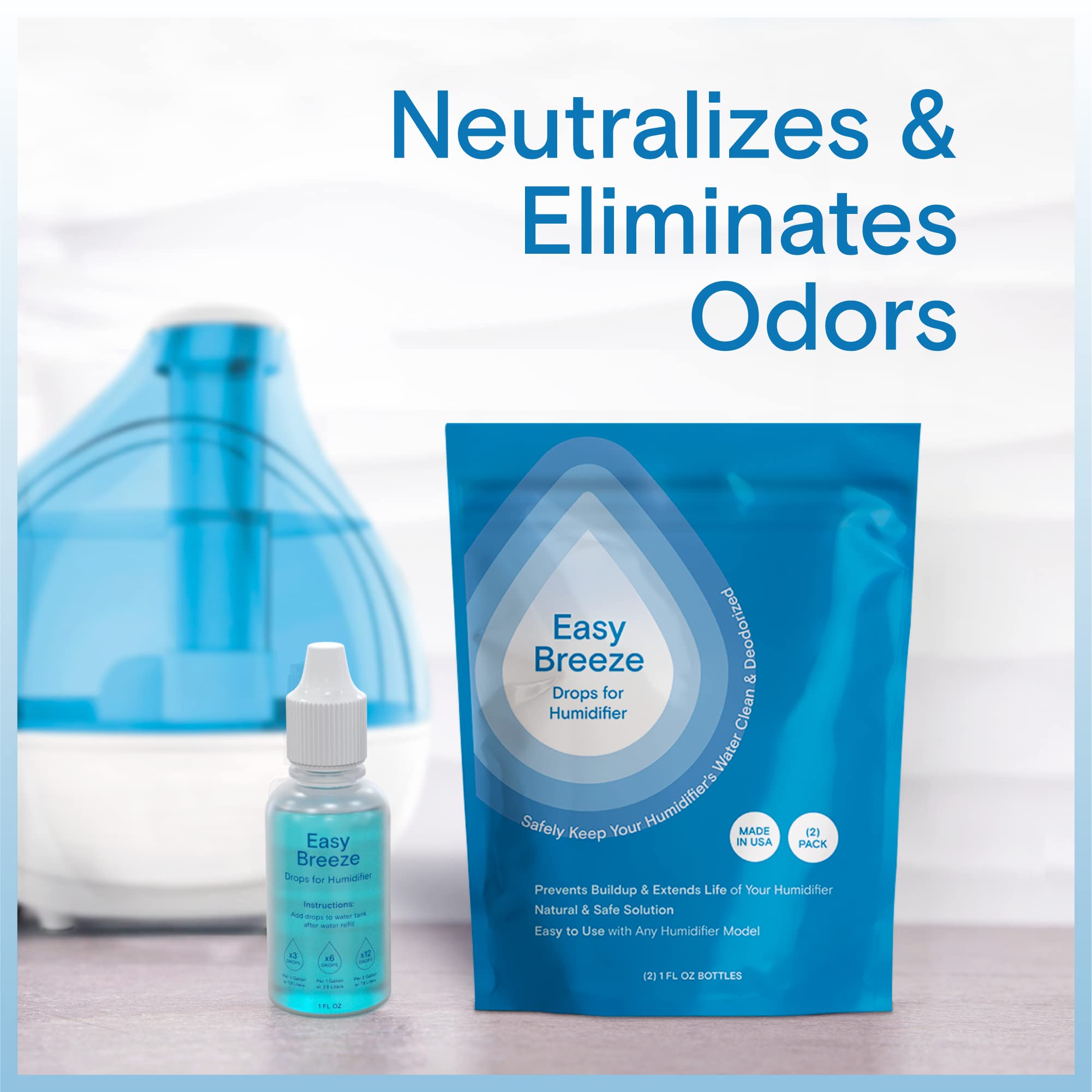 Humidifier Cleaner Drops for All Makes & Models - Made in USA Humidifier Treatment for Peak Performance - Water Humidifier Drops for Cleaning - Humidifier Solution Humidifier Water Treatment