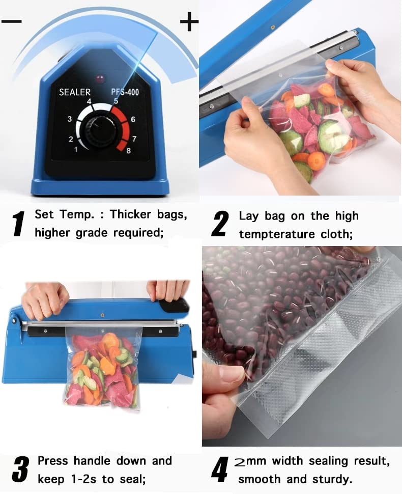 Impulse Heat Sealer Poly Bag Heat Sealer Sealing Machine Heat Seal Closer for Plastic Bags PE PP Bags with Extra Repair Kit (12 inch)