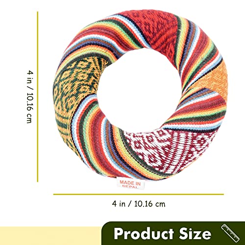 Karma Crafter Silk Brocade Cushion Pillow for Tibetan Singing Bowl Handmade in Nepal Round Cushion for Sound Bowls (6 Inches, Rainbow)