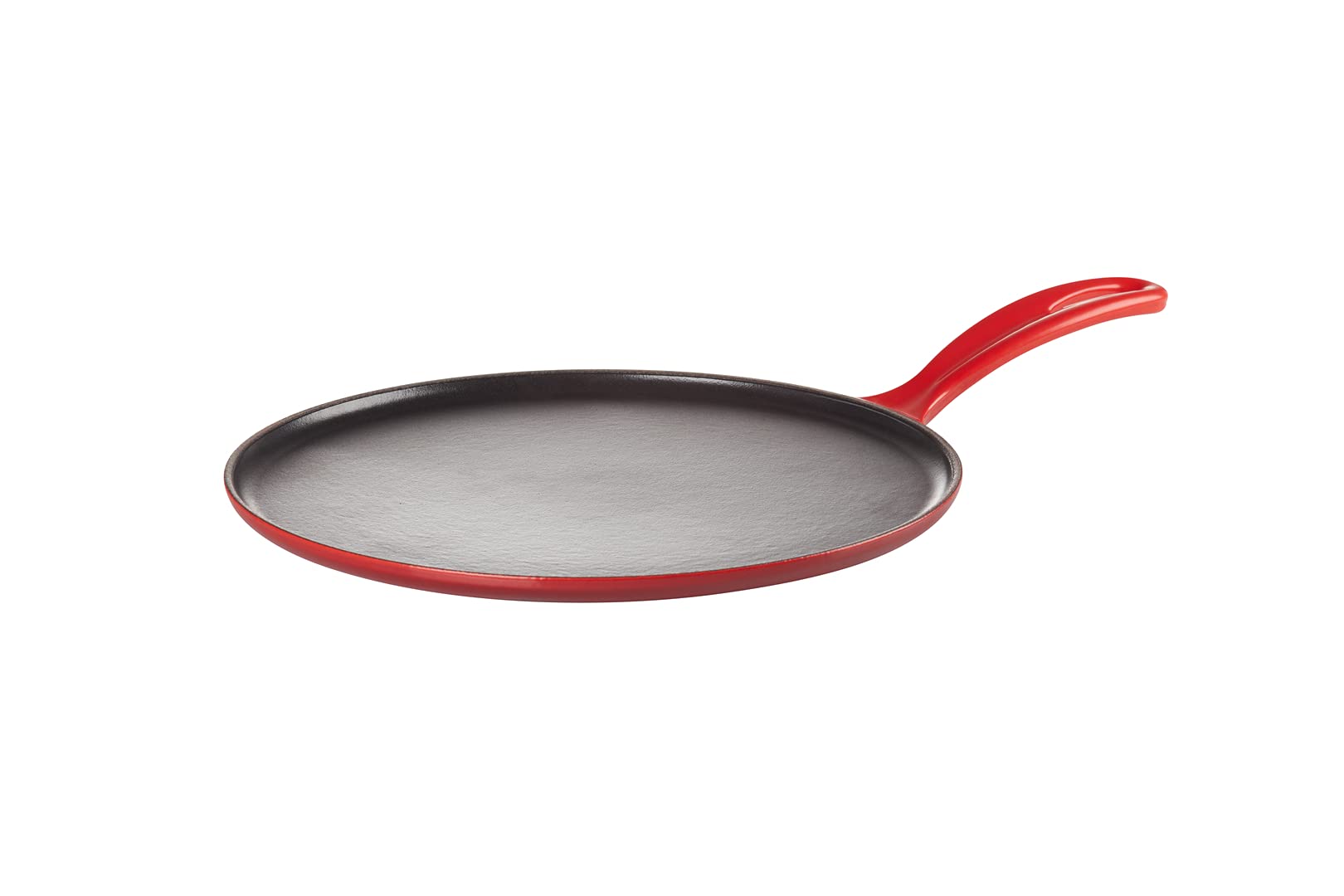 Le Creuset Enameled Cast Iron Crepe Pan with Rateau and Spatula, 10.75", Cerise
