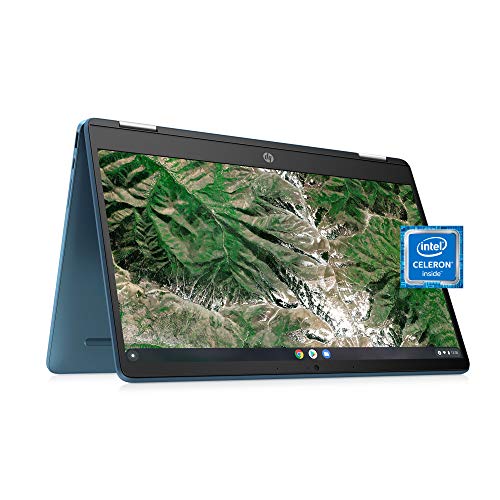 HP 2022 Chromebook X360 2-in-1 14" HD Touchscreen Light and Slim Laptop, Intel Celeron N4020 Processor, 4GB RAM, 64 GB eMMC, Webcam, Bluetooth, Wi-Fi, Chrome OS, Teal, W/IFT Accessories