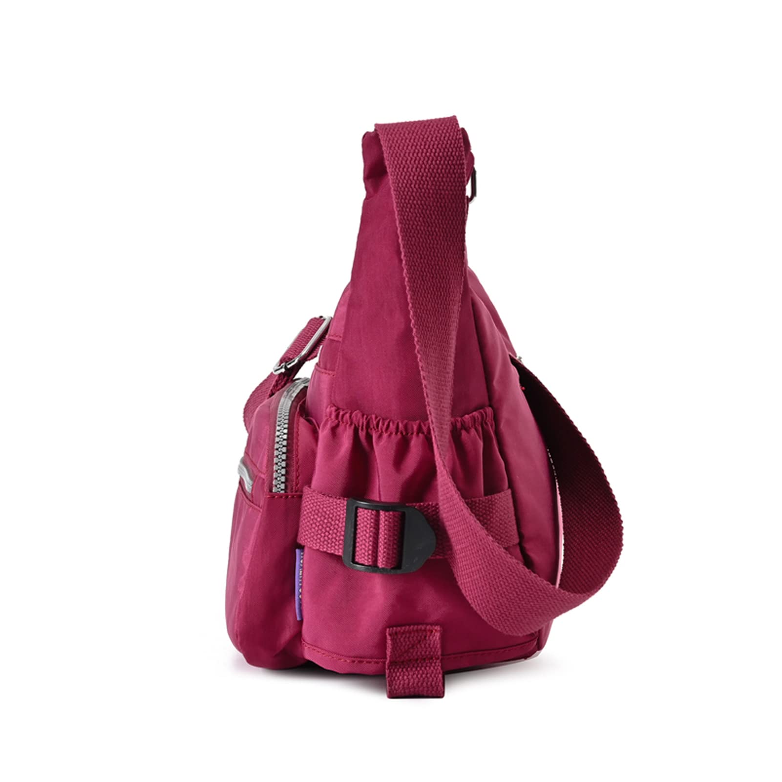 KARRESLY Crossbody Purse Bag Fabric Nylon Multi Pocket Tote Ladies Messenger Handbag(Red)