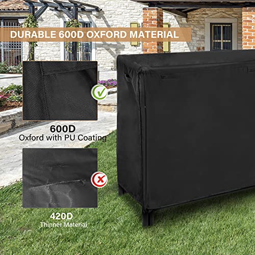 LIBMALL 4ft 600D Oxford Heavy Duty Waterproof Outdoor Firewood Log Rack Cover