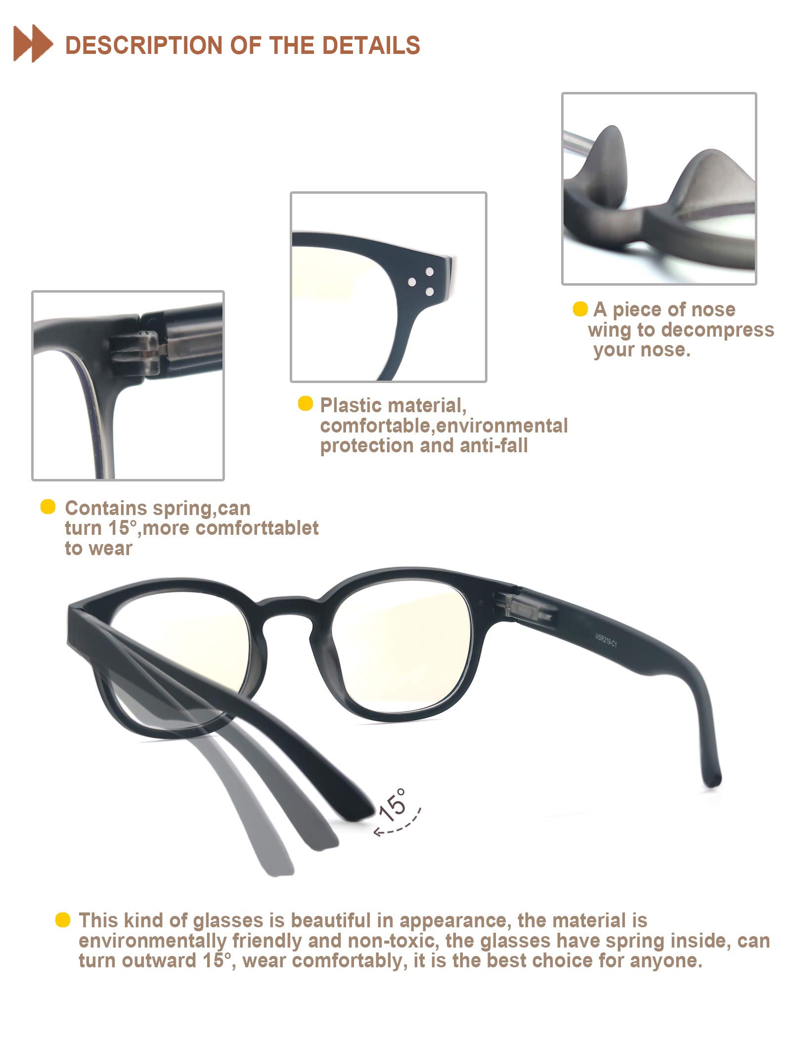 HEEYYOK Blue Light Blocking Glasses for Men Women,Anti Eye Strain Headache (Sleep Better),Round Computer Game Glasses UV400 Transparent Lens Anti UV Ray Computer Gaming Multiple Pack Eyeglasses 0.0
