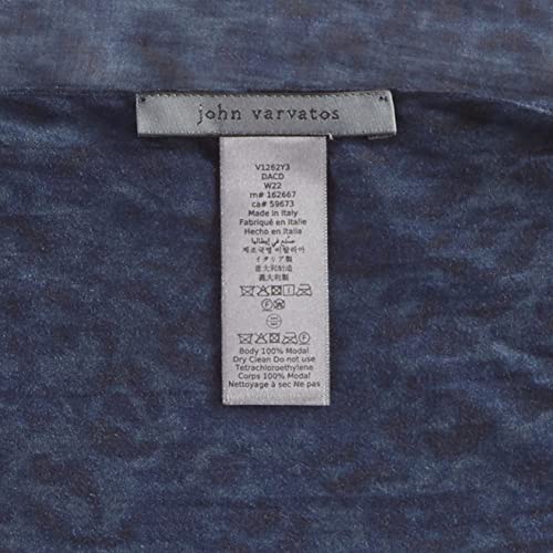 John Varvatos Mens Small Leopard Printed Scarf, Cadet Blue