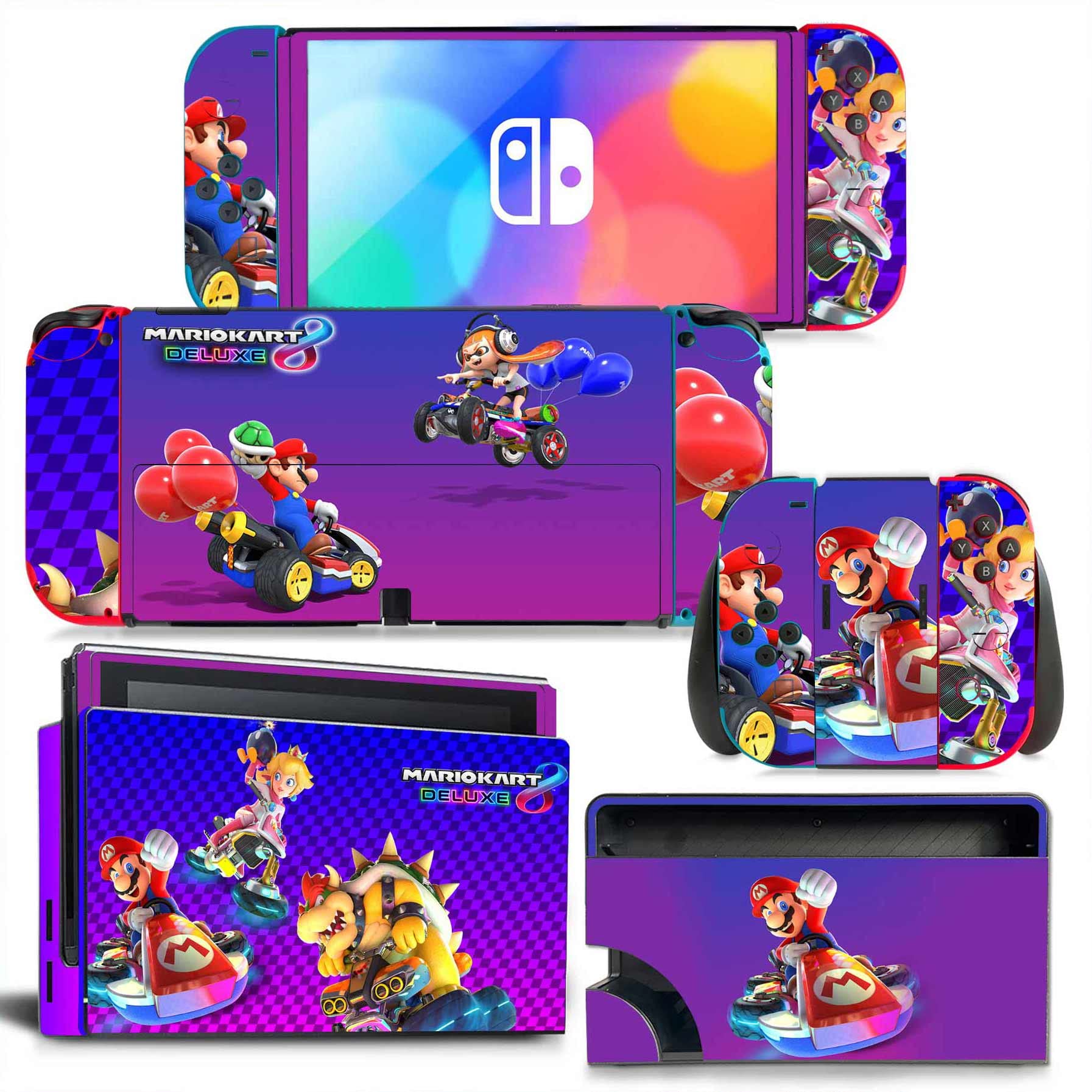 InnaGeek - Protective Skin Sticker Vinyl for Switch OLED Mariokart Deluxe 8 Bowser Princess Peach