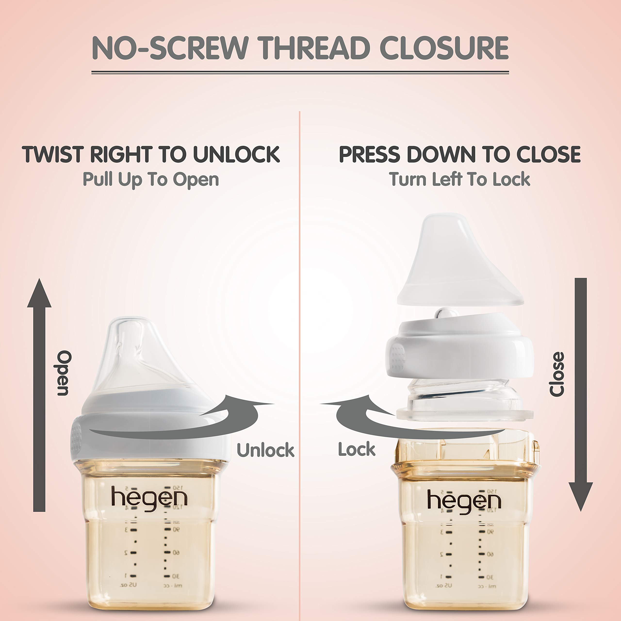 hegen Newborn Baby Bottle Basic Starter Kit- PPSU Bottle for Babies, Medium & Slow Teat- Breast Milk Storage Lids and Secure Seals