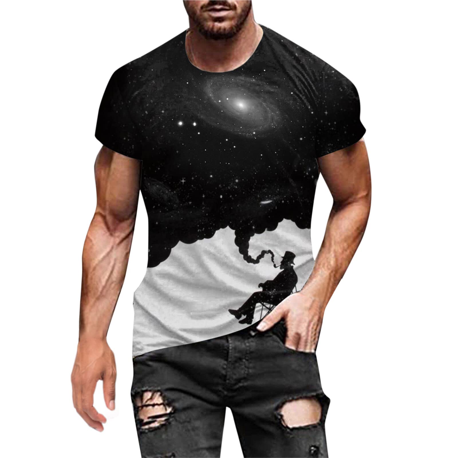 Jaqqra Mens T Shirt,Men's Graphic T-Shirt Short-Sleeve Athletic Running Gym Workout Casual Tee Shirts Pullovers