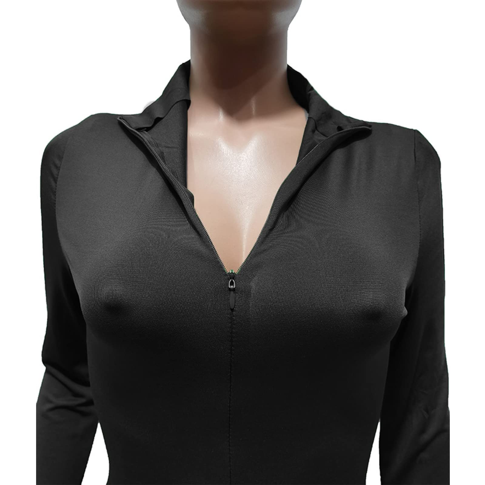 IyMoo Women 2 Piece Outfits Jumpsuit Long Sleeve Mock Neck Bodysuits + Skinny Long Pants Tracksuit Set Black S