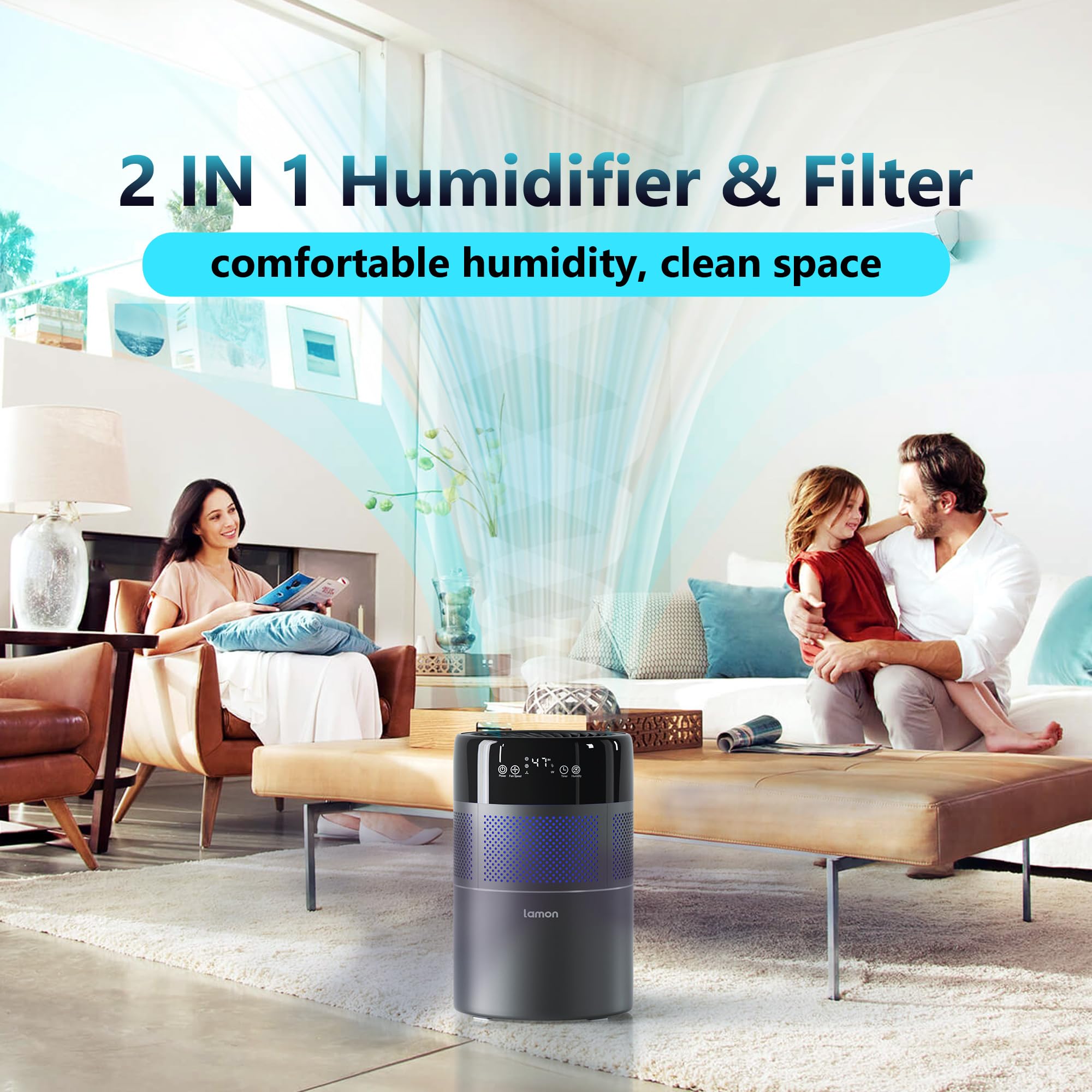 Lamon Polymer Fiber Filter for MistZero Series Humidifiers Replacement Filter, High-Efficiency Filter Dust, Large Particles, 1 Pack, Blue