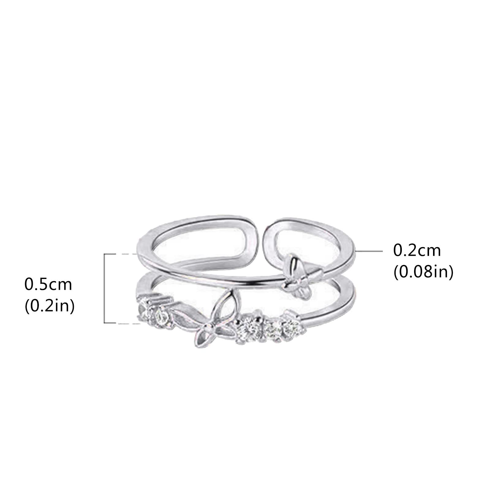 JPOQW To My Daughter Butterfly Ring Rhinestone Minimalist Anxiety Gift For Her Back School (Silver, One Size) 12 grams