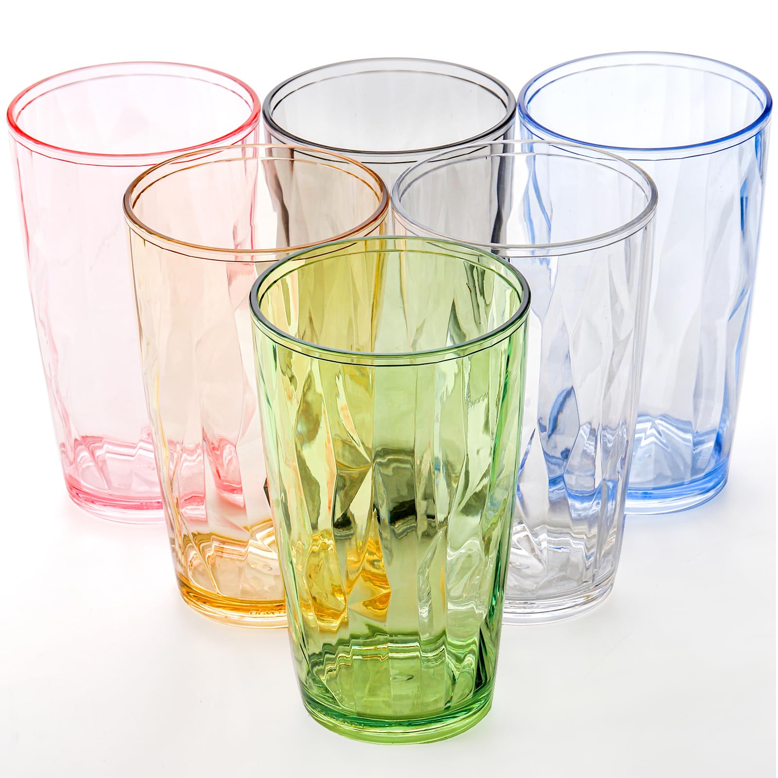 Hedume 6 Pack 17oz Unbreakable Premium Drinking Glasses, Set of 6 Stackable Tritan Tumbler Cups, Plastic Water Cups, BPA Free