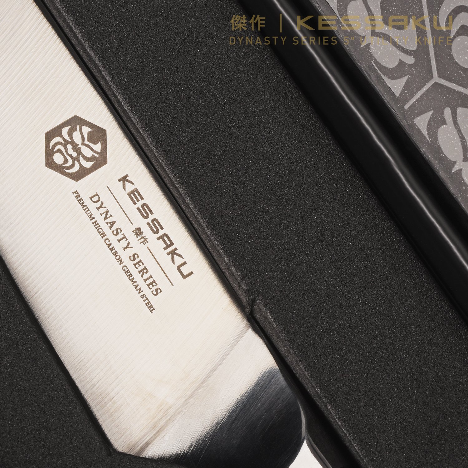 KESSAKU Utility Knife - 5 inch - Dynasty Series - Razor Sharp Kitchen Knife - Forged ThyssenKrupp German High Carbon Stainless Steel - G10 Garolite Handle with Blade Guard
