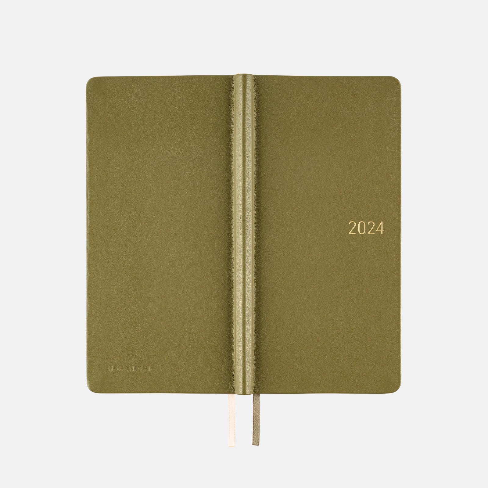 Hobonichi Techo Weeks [English/Tall and Slim Size/January 2024 Start] Leather: Olive Green