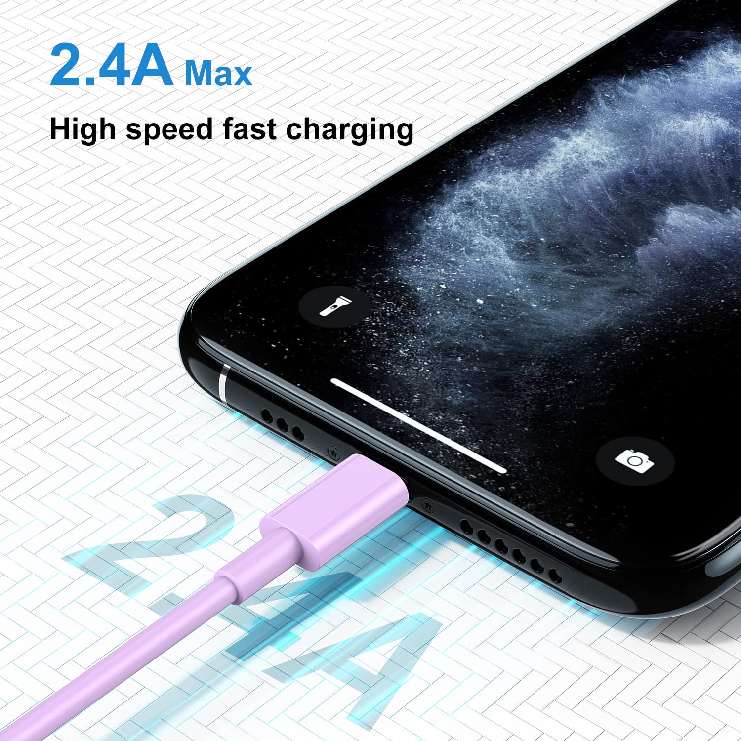 iPhone Charger Cable 10 Ft [Apple MFI Certified], QZIIW 3Pack 10 Feet Long USB to Lightning Cable, Apple Charging Power Cord 10 Foot for iPhone 14 13 12 11 Pro Max Mini XR X 9 8 7Plus 6 6s ipad-Purple