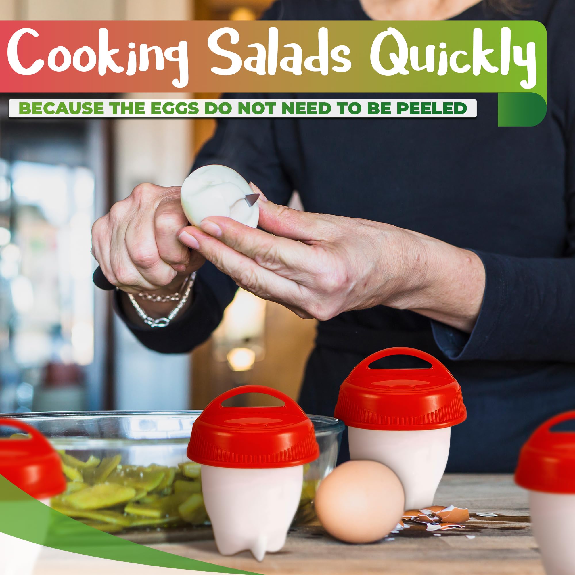 Indvidual Egg Boiler for Hard Boiled Eggs - 6Pcs Silicone Poached Egg Cups for Boiling Eggs Hard Boiled Egg Maker Silicone Egg Mold - Poached Egg Cooker Hardboiled Egg Making Poached Egg Holder Mold
