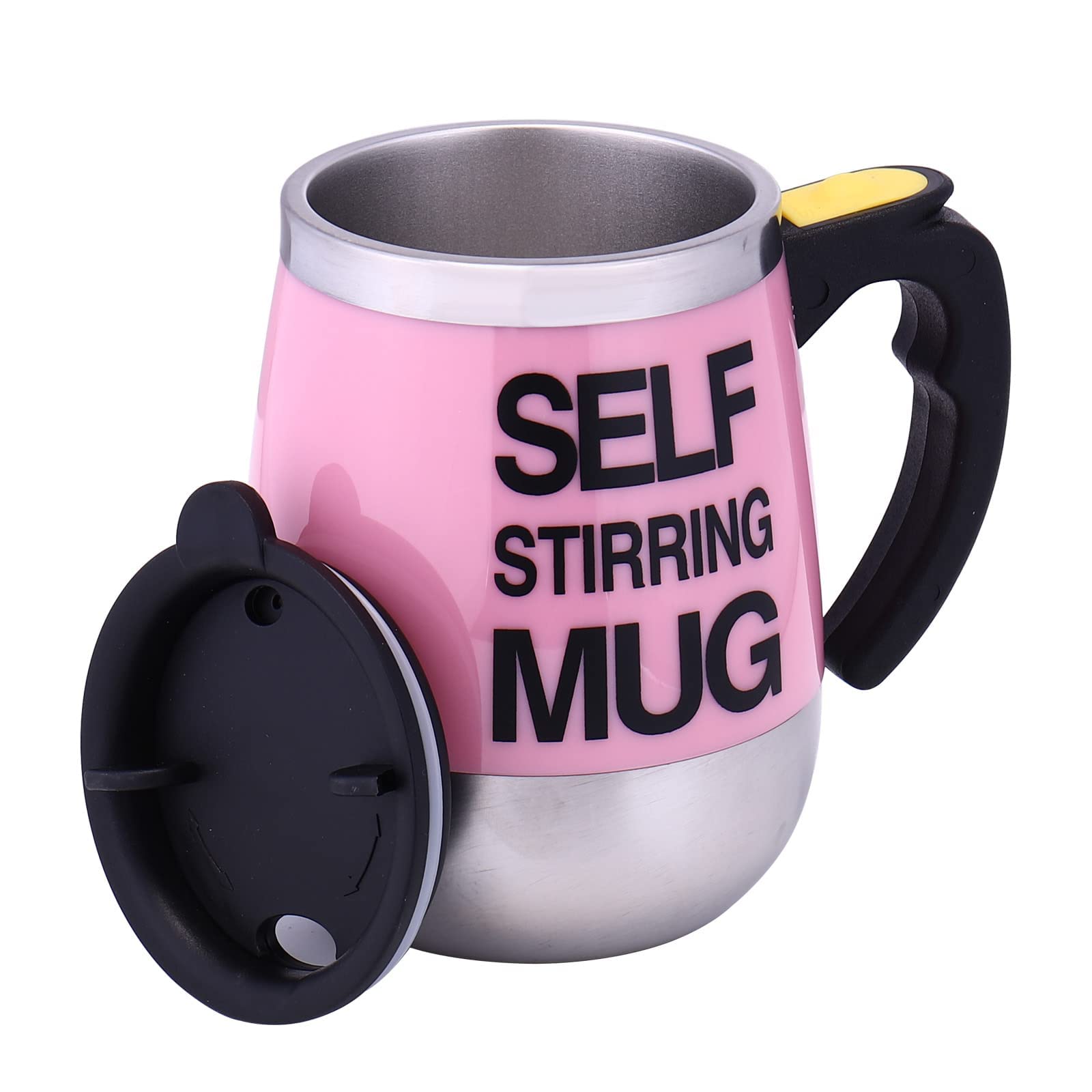 IAMPDD Self Stirring Mug Auto Self Mixing Stainless Steel Cup for Coffee/Tea/Hot Chocolate/Milk Mug for Office/Kitchen/Travel/Home -450ml/15oz The best giftļ¼pinkļ¼
