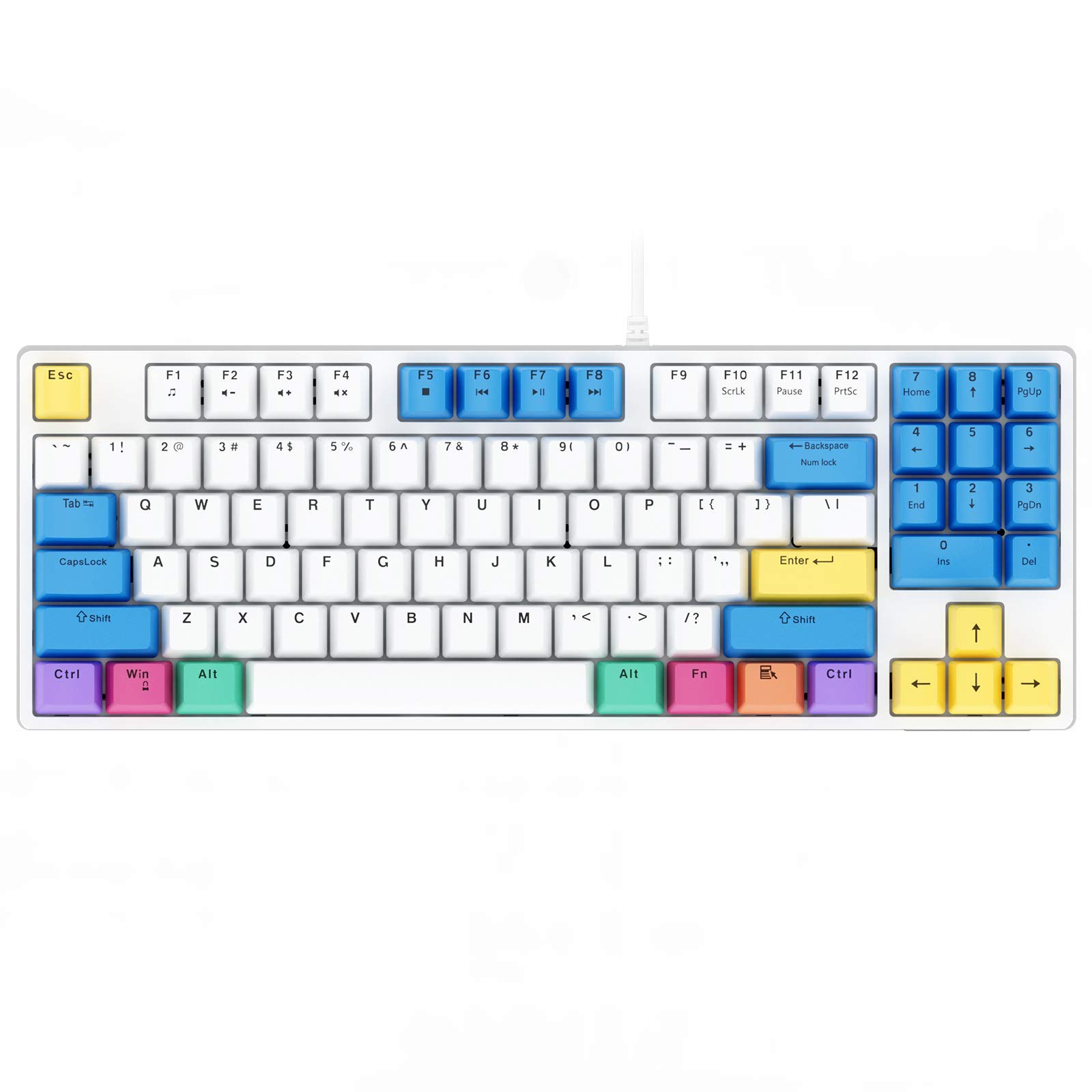 Havit Mechanical Keyboard Wired 89 Keys Gaming Keyboard Red Switch Keyboard with PBT Keycaps for PC Gamer Computer (Black) (Renewed)