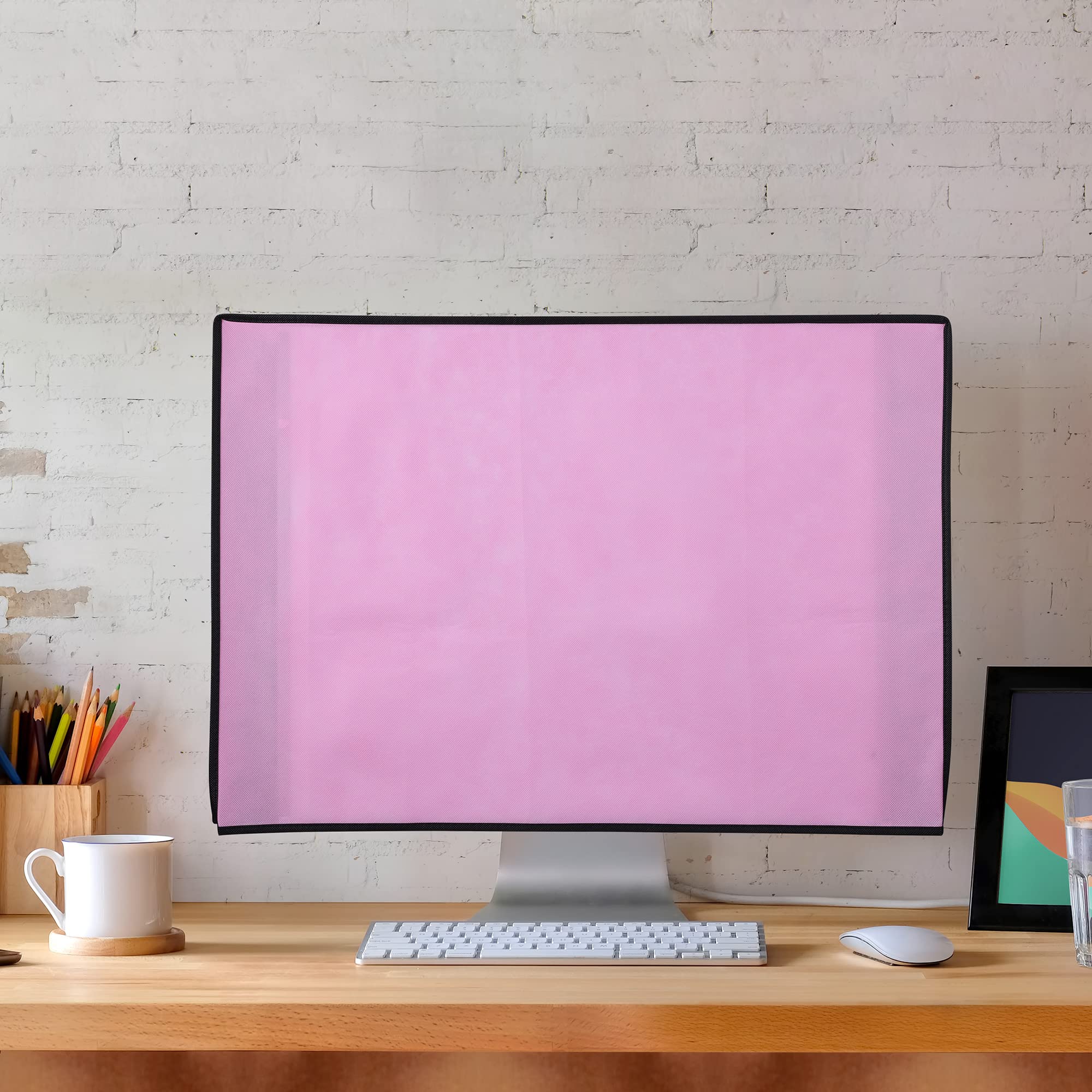 kwmobile Monitor Cover Compatible with 27-28" monitor - Dust Cover Computer Screen Protector - Dusty Pink