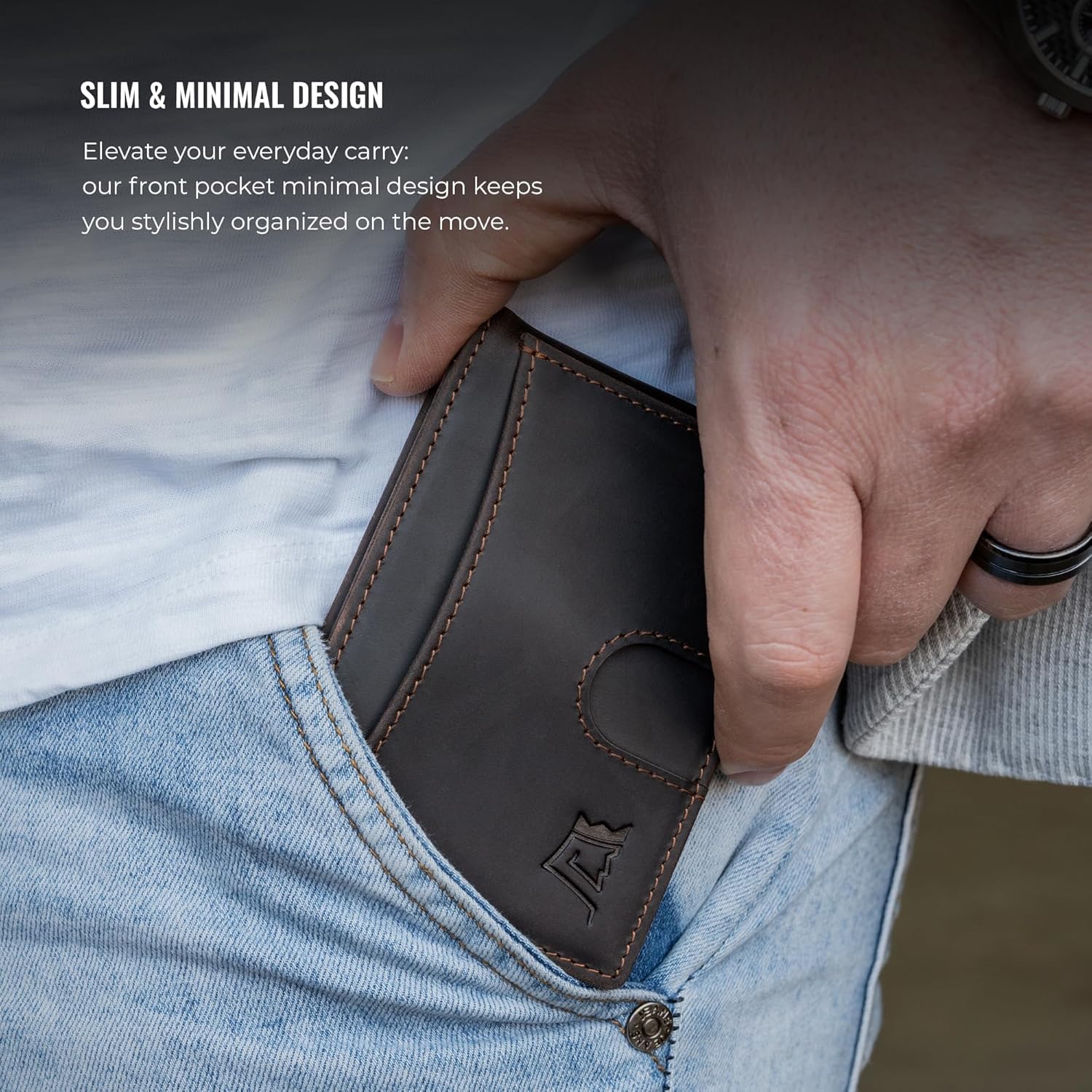 Kings Loot Money Clip Custom Wallets for Men Slim | Leather Engraved Wallet for Men Customized w/Money Clip | Personalized Wallet for Men Slim Minimalist | Mens RFID Blocking Wallet (Brown)