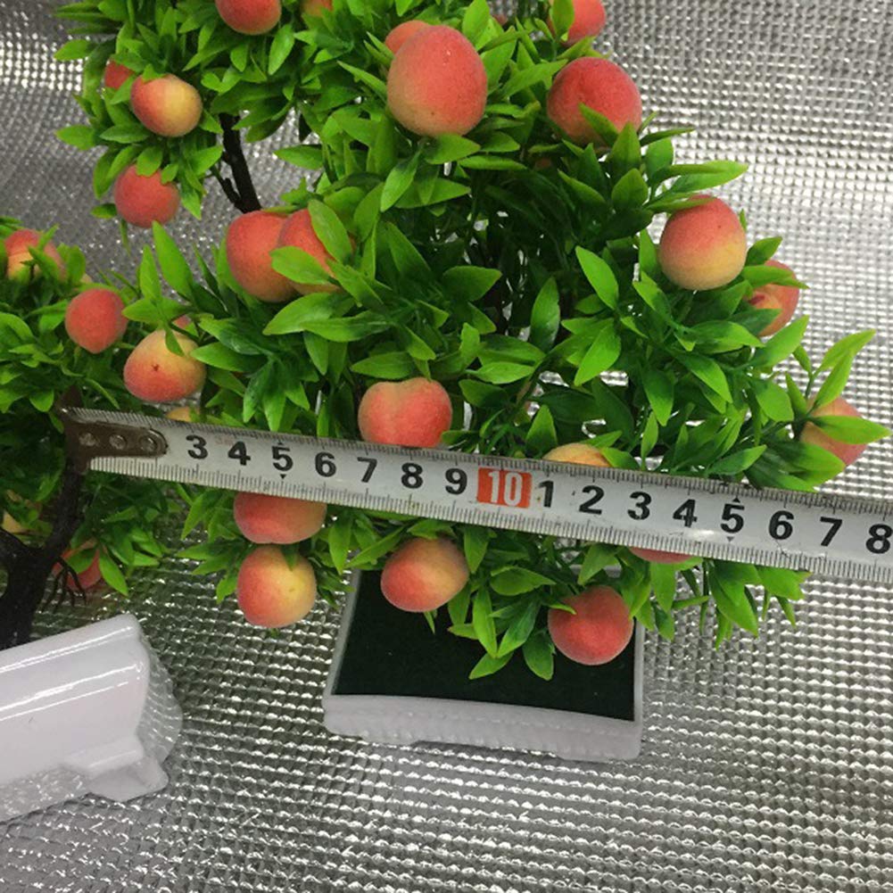 Gsdviyh36 1Pc Potted Artificial Peach Fruit Tree Bonsai Home Garden Desktop Decor Prop, Fake Flowers Artificial Greenery for Home Garden Party Wedding Decoration Green