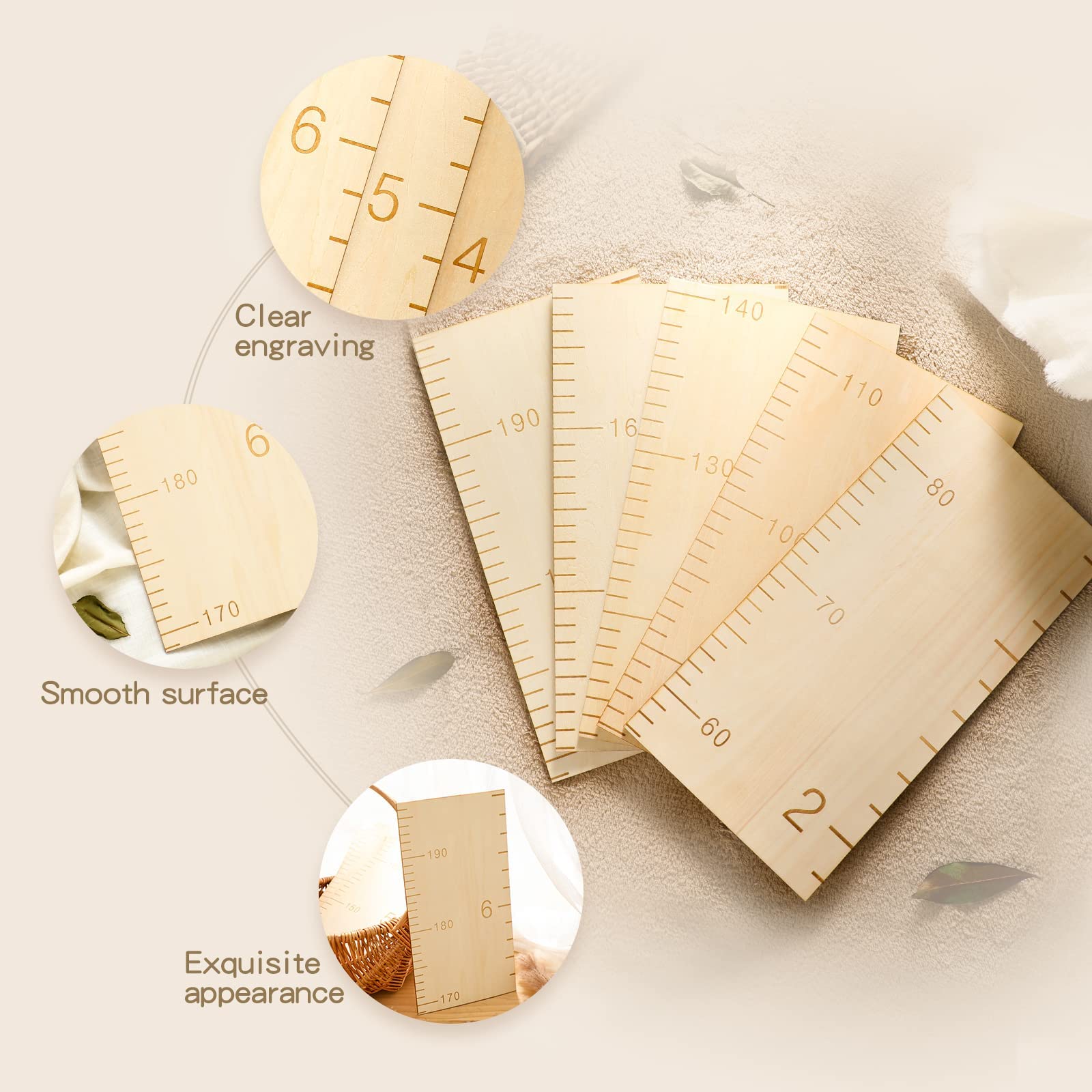 Height Growth Chart - Wood Height Chart for Kids Natural Wood Height Measurement for Wall, Accurate, Easy-to-Use, and Stylish 1