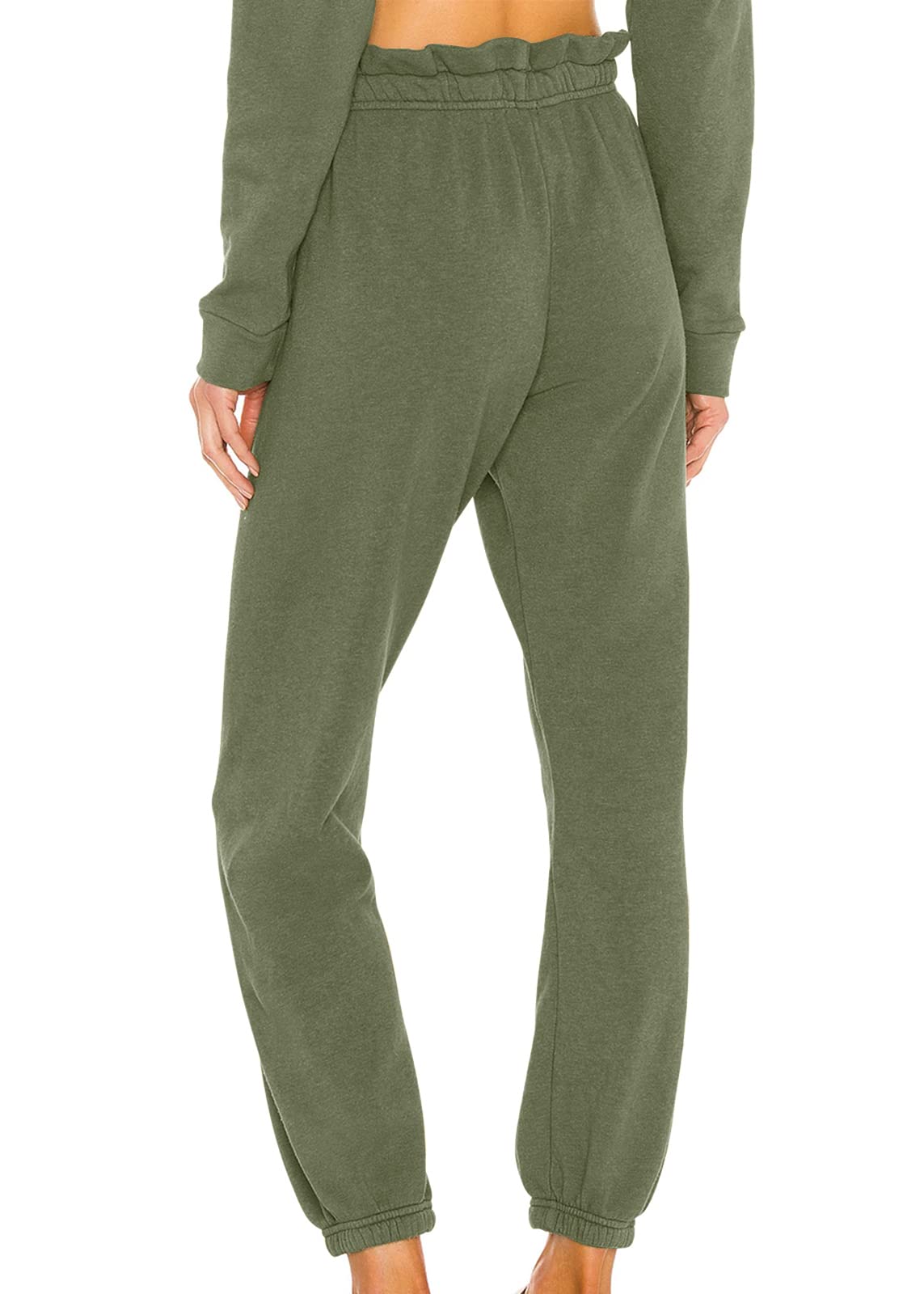 JayGate Sweatpants for Women Yoga Drawstring Joggers Elastic High Waist Casual Comfy Lounge Pants Green