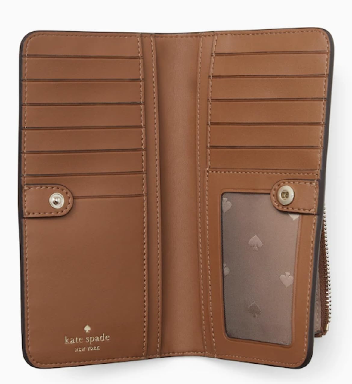 Kate Spade Dumpling Pebbled Leather Large Slim Bifold Wallet Warm Gingerbread