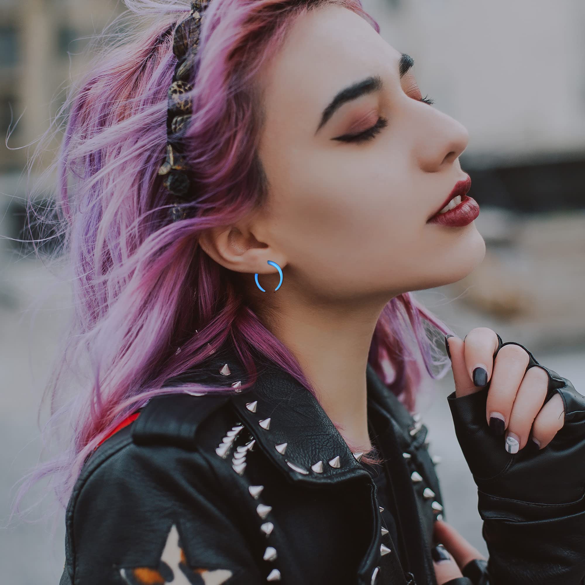 Jstyle 14G 16G Acrylic Pincher Tapers Septum Ring C Shape Stainless Steel Buffalo Stretcher Expander Nose Ear Cartilage B