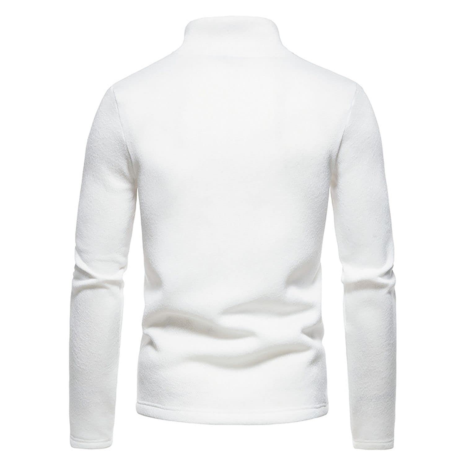 Jinda Men's Long Sleeve Sweatshirt Sweater Soft Top Half Zip Fall Thermal High Neck Lined Cozy Fitted Zip Pullovers White 44