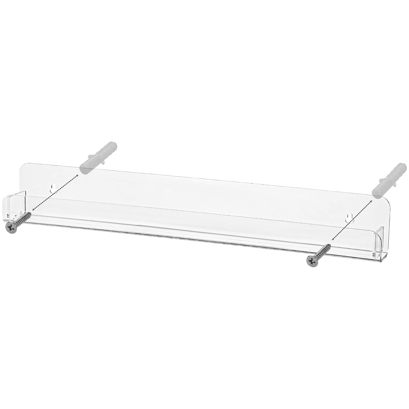 Hedume 6 Pack Nail Polish Rack Wall Mounted Shelf with Removable Anti-slip End Inserts, Nail Polish Wall Rack Shelves, Clear Acrylic Nail Polish Organizer Display for 70-90 Bottles