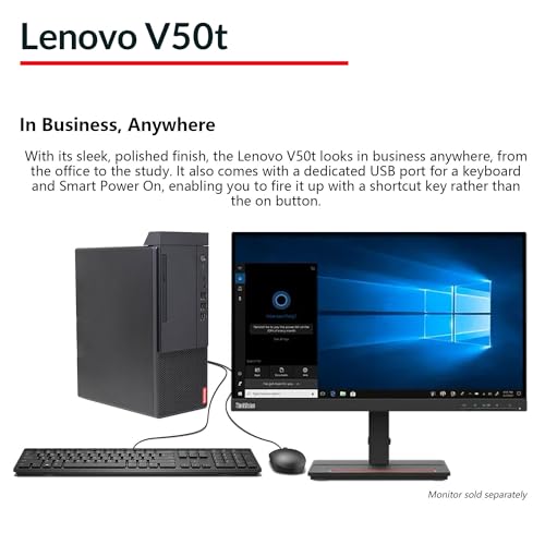 Lenovo V50t Business Tower Desktop Computer, Intel Core i5-10400, 128GB RAM, 16TB SSD, Wired Keyboard & Mouse, DVD-RW, HDMI, RJ-45, DVI, VGA, Wi-Fi, Windows 11 Pro, Black