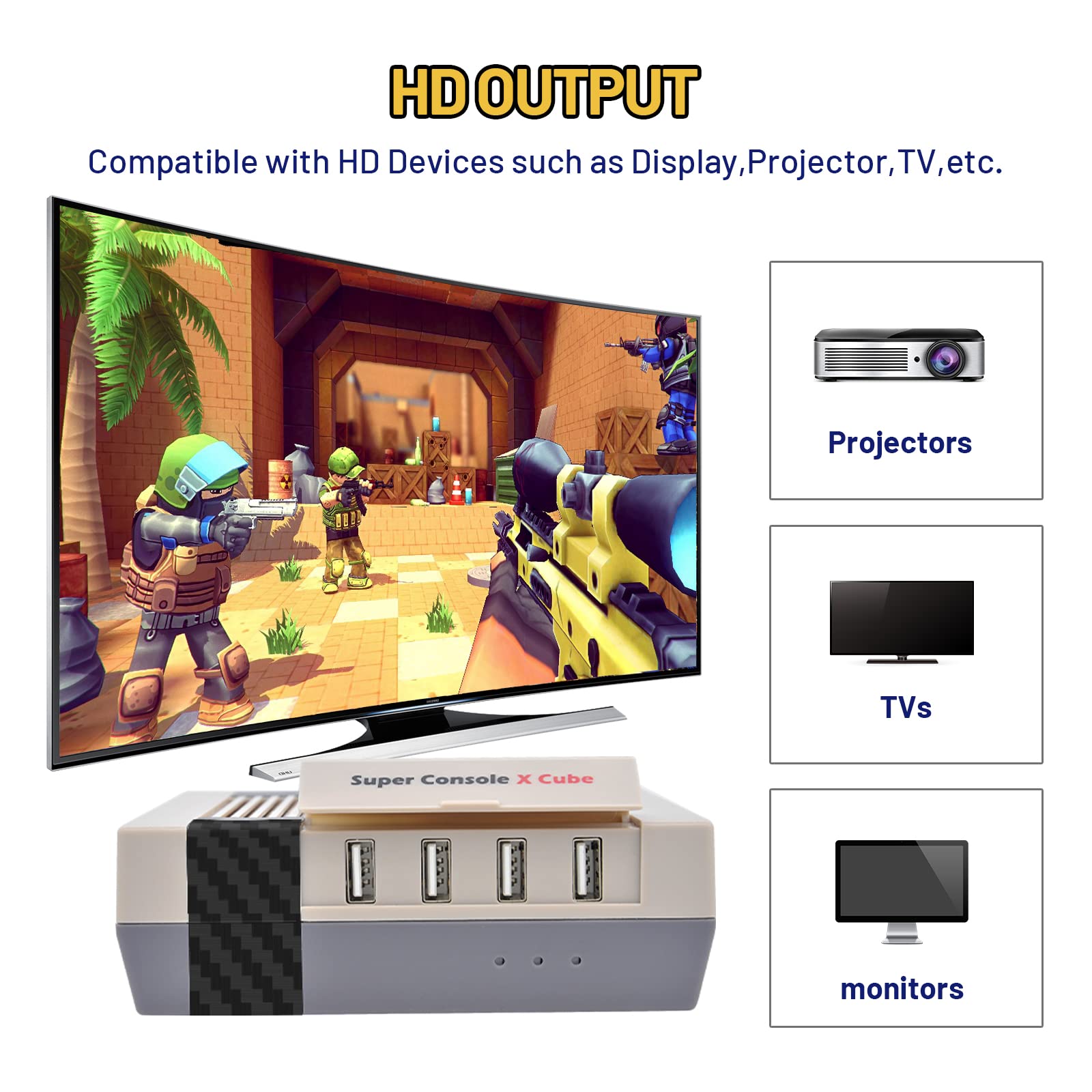 Kinhank Super Console X Cube Retro Game Console with 95000+ Classic Games,TV & Game System in 1,Video Game Console Compatible with 50+ Emulators, 2 Wireless Game Controllers Included(128G)
