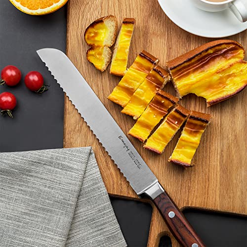 Knife Set, 15 Pcs Emojoy Kitchen Knife Set with Block Wooden, Manual Sharpening for Chef Knife Set, Stainless Steel Professional Knife for Kitchen