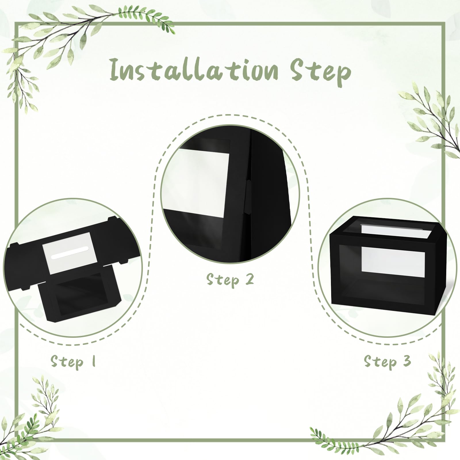 LANLISA Black Card Box for Birthdays Party, Gift Cards Receiving Box Holder for Graduations, Bridal & Baby Showers, Wedding Receptions, Retirements, Anniversaries