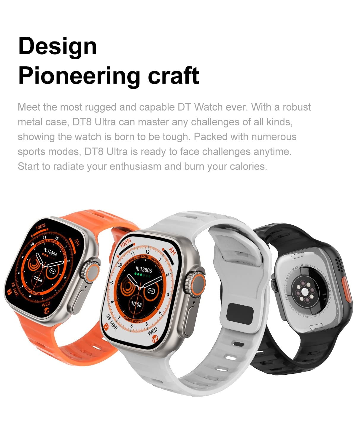 Original DT8 Ultra Smart Watch 49MM Series 8 Body Temperature Monitor NFC GPS Tracker Siri Game Bluetooth Call iwo Smartwatch (Black)