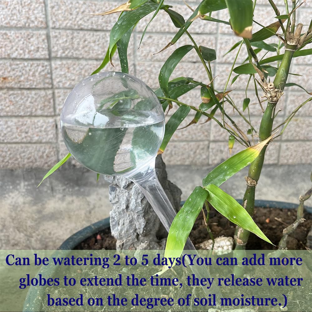 Kingbow 10pcs Clear Plant Self Watering Globes, Plastic Self Watering Bulbs Flower Automatic Watering Stakes Devices, Garden Self Watering Device for Outdoor Indoor Plant
