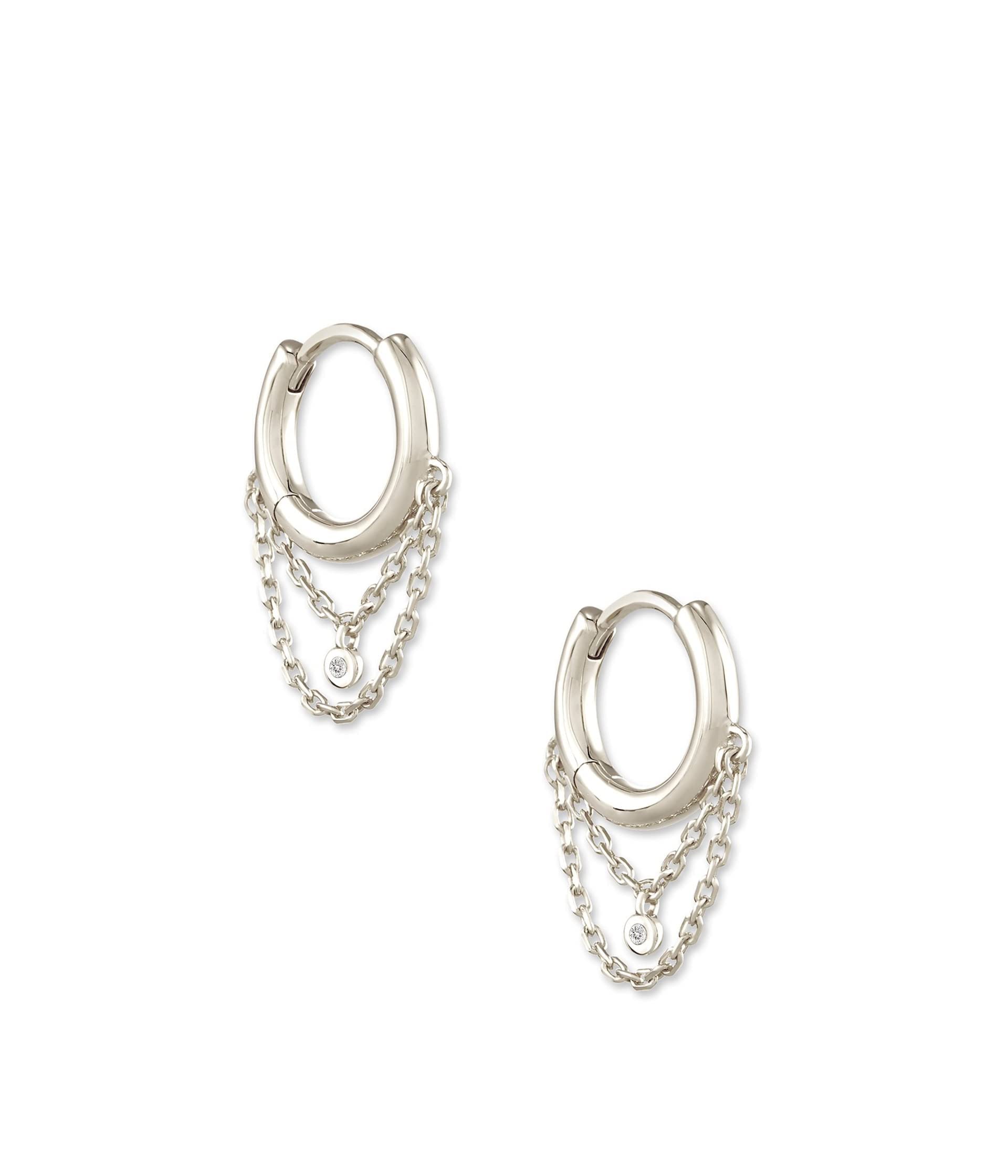 Kendra Scott Davina Huggie Earrings Sterlng Silver White Diamond One Size