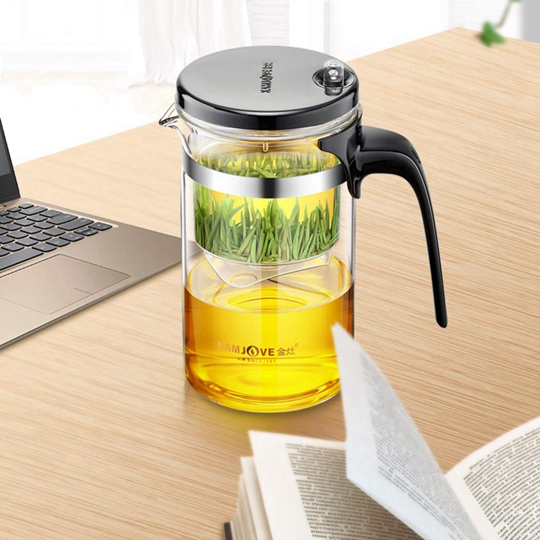 Kamjove Detachable Filter Glass Tea Pot 500ML，16.9OZ Borosilicate Heat Resistant Teapot
