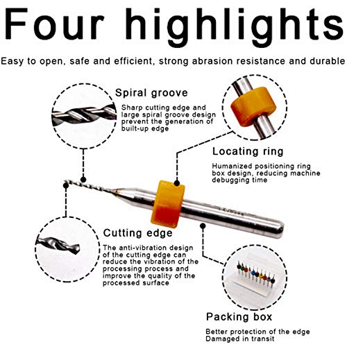 KEWAYO 10 Pcs 0.6mm to 1.5mm Tungsten Carbide Macro Drill Bits Set, PCB Drill Bit Set, Mini Drill Bit 1/8 Inches Shank for Print Circuit Board, Amber, Beeswax, Rough Stone, Dremel, Jewelry
