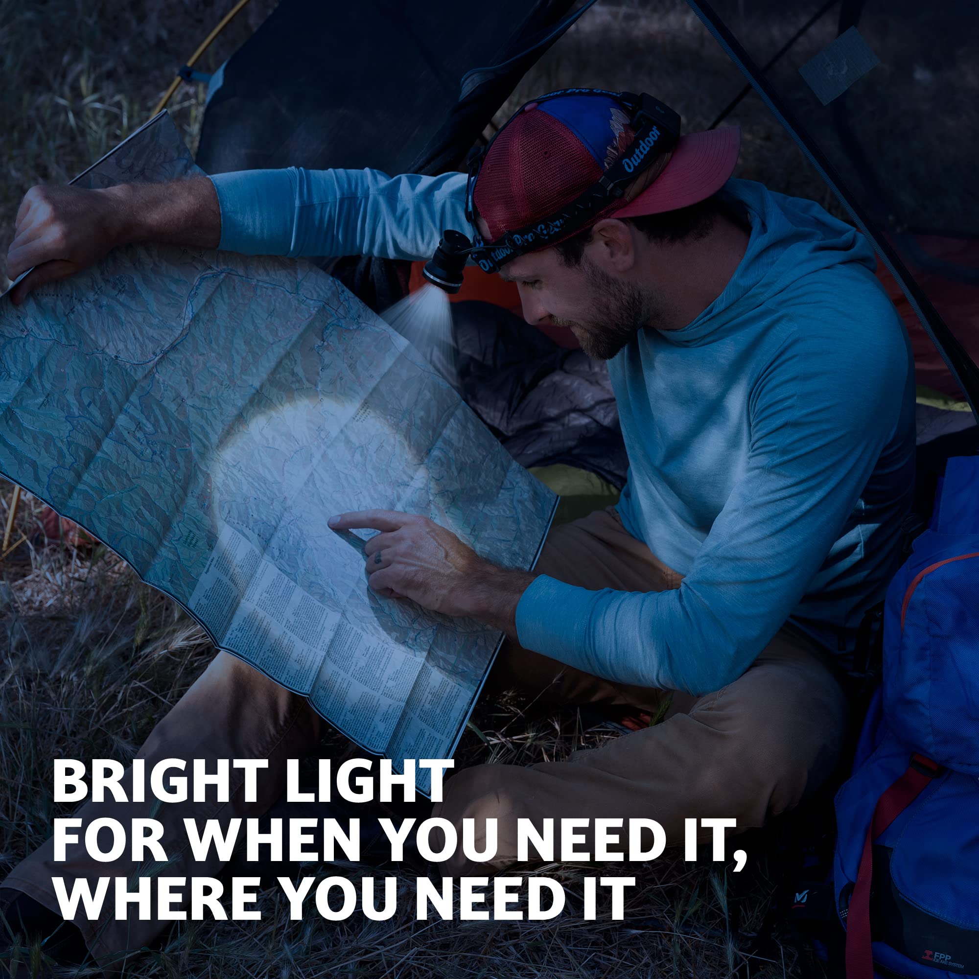 Headlamp Flashlight - Battery Powered LED Headlight for Adults - Zoomable, Super Bright & Comfortable - Outdoor Head Lamp for Hiking, Fishing, Hunting, Camping [3-AA Batteries Included]
