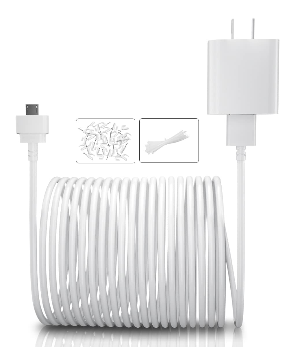 Itramax 10 FT Blink Mini Charger Cable with Wall Adapter(2 Pack),Charger Brick and Micro USB End Charging Extension Cord Wire, Waterproof Long Power Supply for Blink Mini Security Camera,10FT