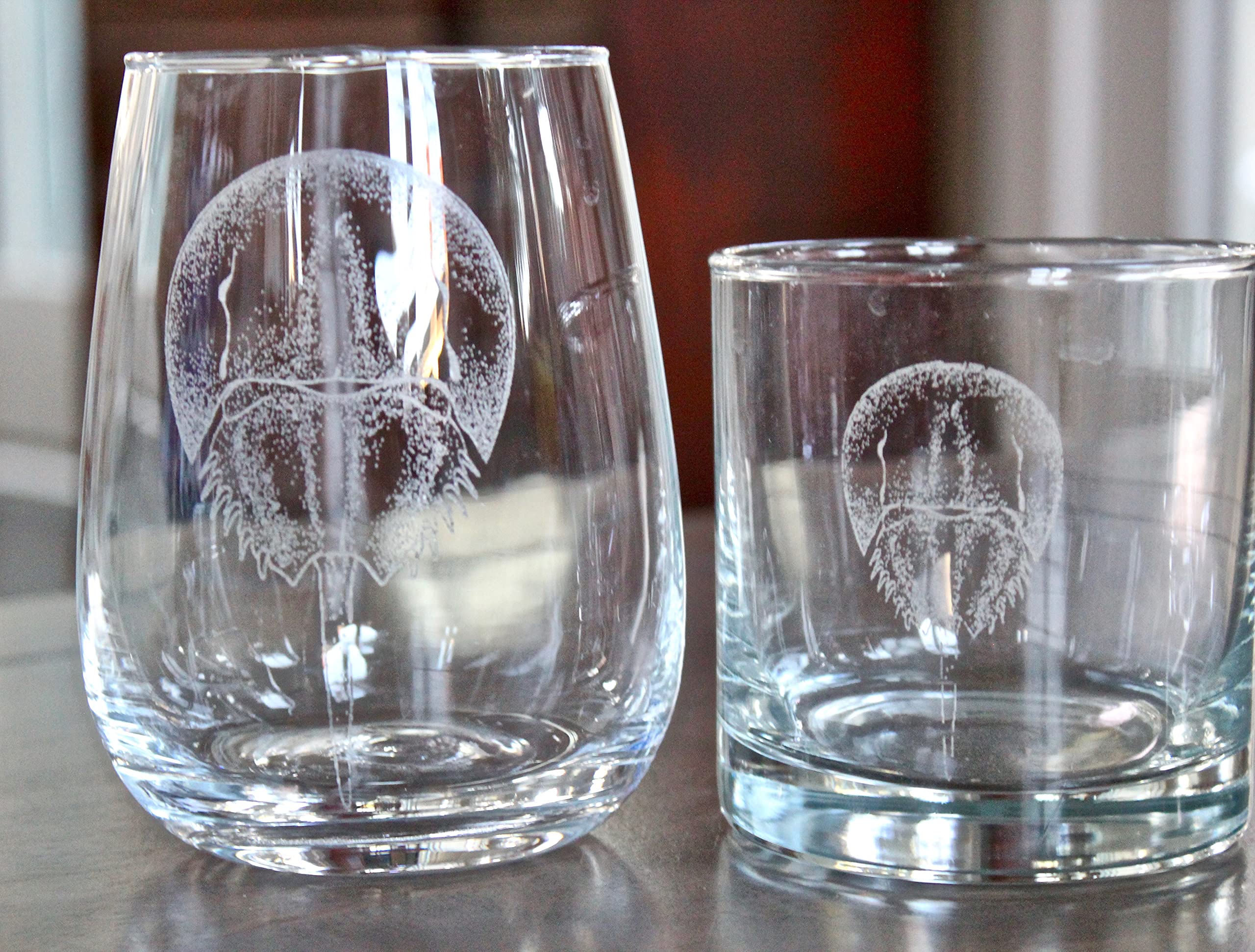 HullSpeed Designs Horseshoe Crab - Engraved Rocks Glass Set of 2