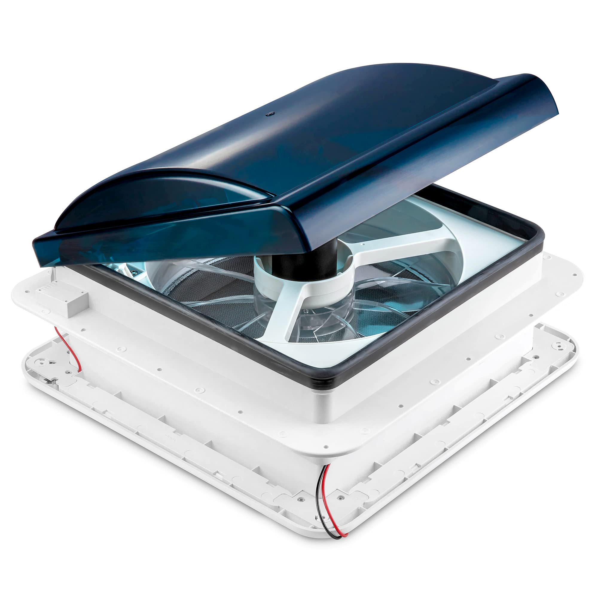 Hike Crew 14β RV Roof Vent Fan | 12V 3-Speed Intake & Exhaust 12V Camper Fan | Manual Open/Close | Includes Screws & Garnish | Smoked Lid