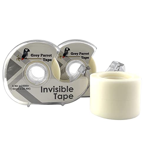 Greyparrot Office Tape Clear Refill Rolls + Dispenser(8 Pack),(3/4β X 1000in/pack). for Craft Jobs, Gift Wrapping, Office Work Glossy Finish, Refillable (8000 inch/Total(Matte)